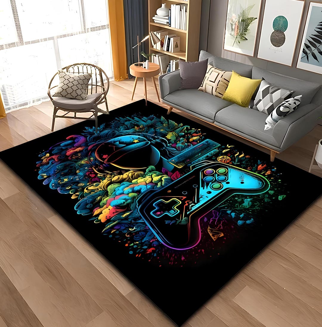 Gamer Rug, Game Art Carpet , Game Controller Rug, Joysticks Carpet ...