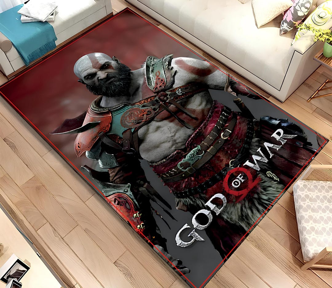 God of War Ragnarok Rug, Kratos Carpet , God of War Printed Rug, Home ...