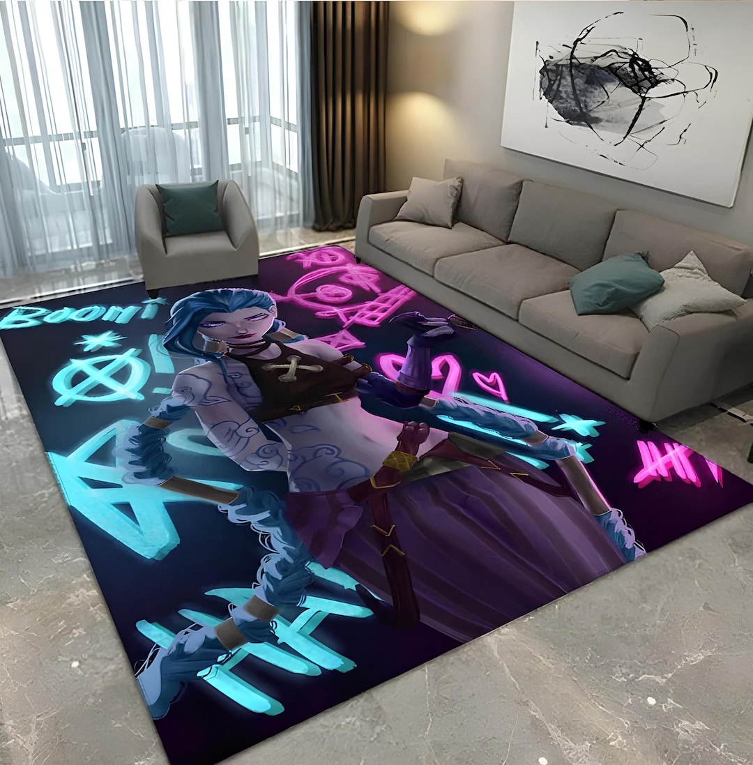 Arcane League of Legends Rug: Jinx and Vi Anime Art Carpet - Etsy