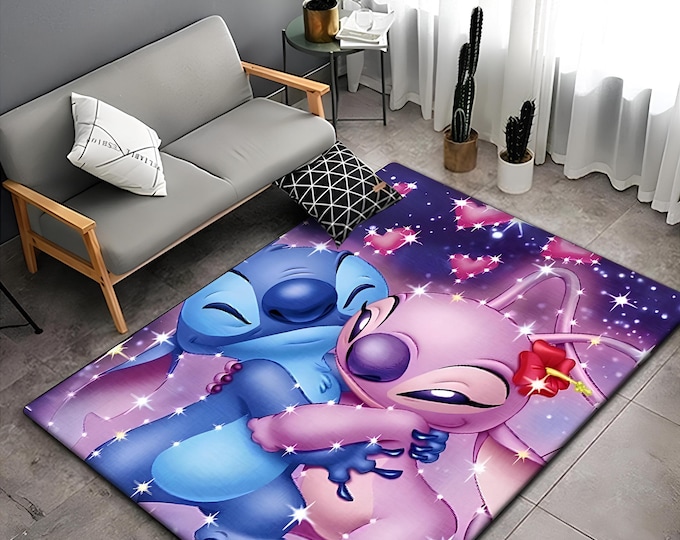 Disney Lilo and Stitch Rug, Lilo & Stitch Carpet , Anime Art Rug, Home ...