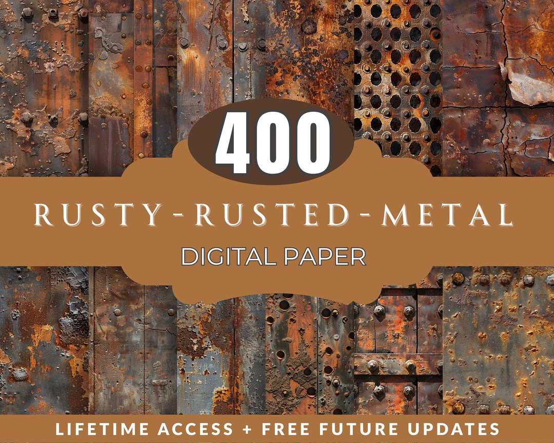 400+ Rusted Metal Textures, Seamless Grunge Digital Paper (instant ...