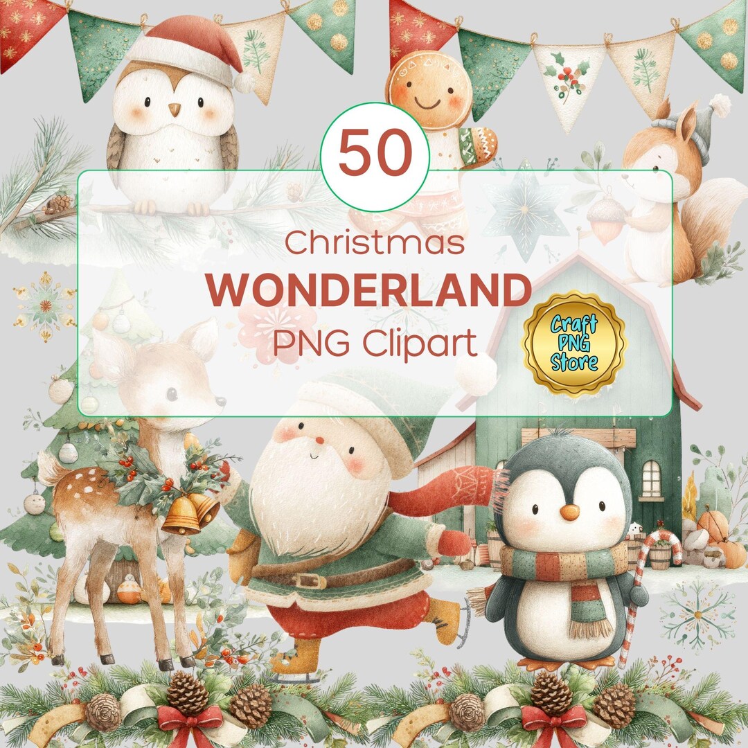 Watercolor Christmas Clipart | 50 Holiday PNG Graphics (digital ...