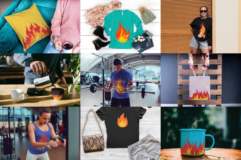 350 Fire SVG Bundle Fire SVG Files Fire Clipart PNG Flame Frames Fire ...