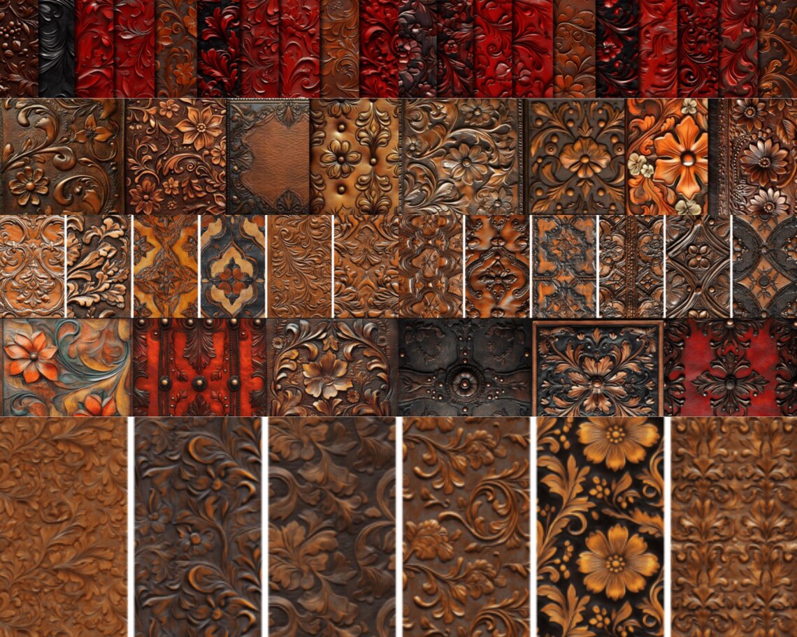 Tooled Leather Digital Paper, Western Textures (digital Download) - Etsy