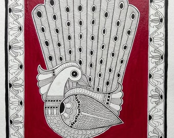 Handmade Bird Madhubani Painting Indian Folk Art L A4 Size Wall Decor Gift - Etsy