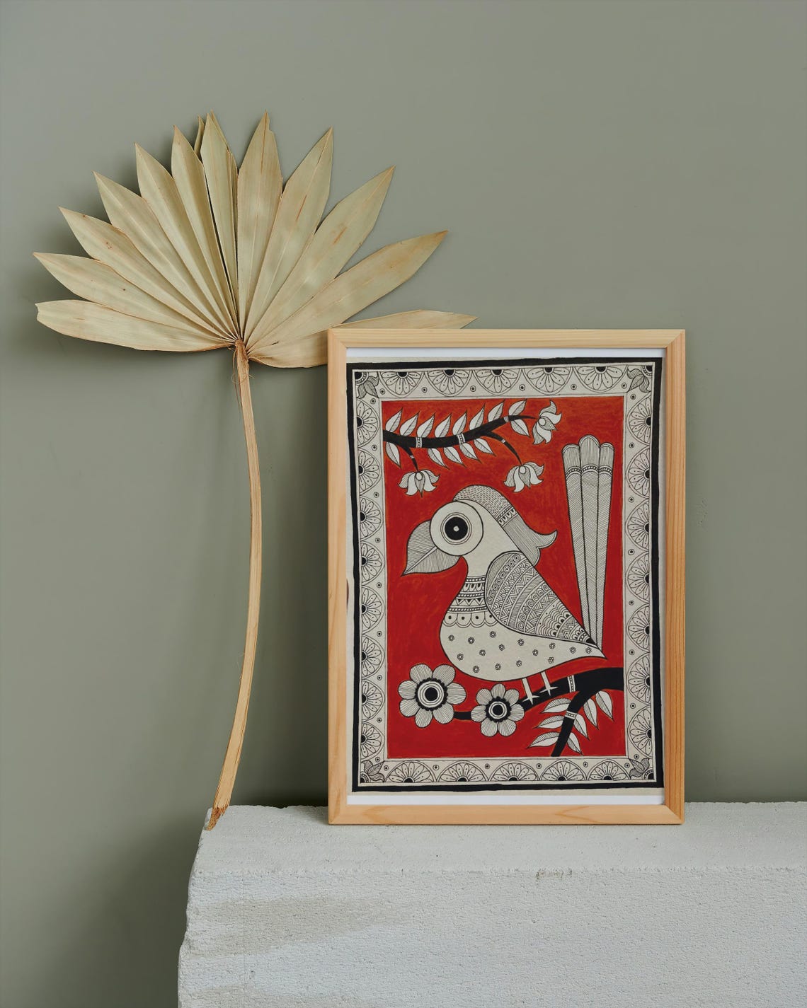 Handmade Bird Madhubani Painting | Indian Folk Art L A4 Size Wall Decor ...