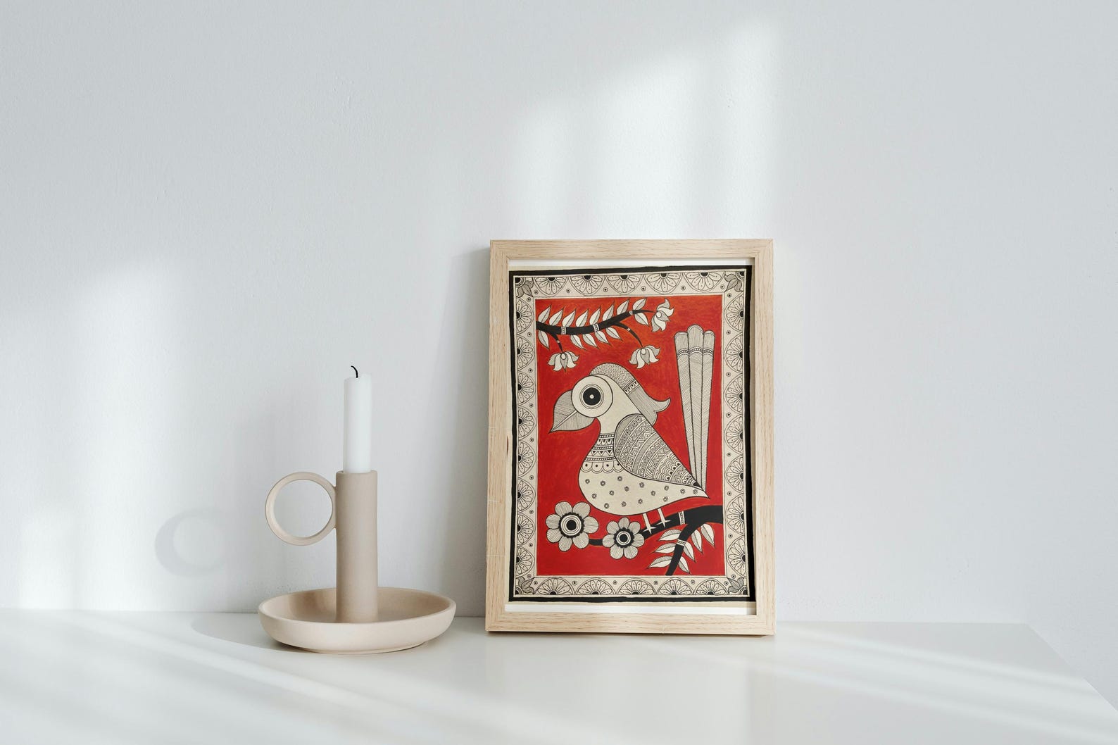 Handmade Bird Madhubani Painting | Indian Folk Art L A4 Size Wall Decor ...