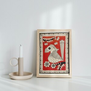 Handmade Bird Madhubani Painting | Indian Folk Art L A4 Size Wall Decor ...