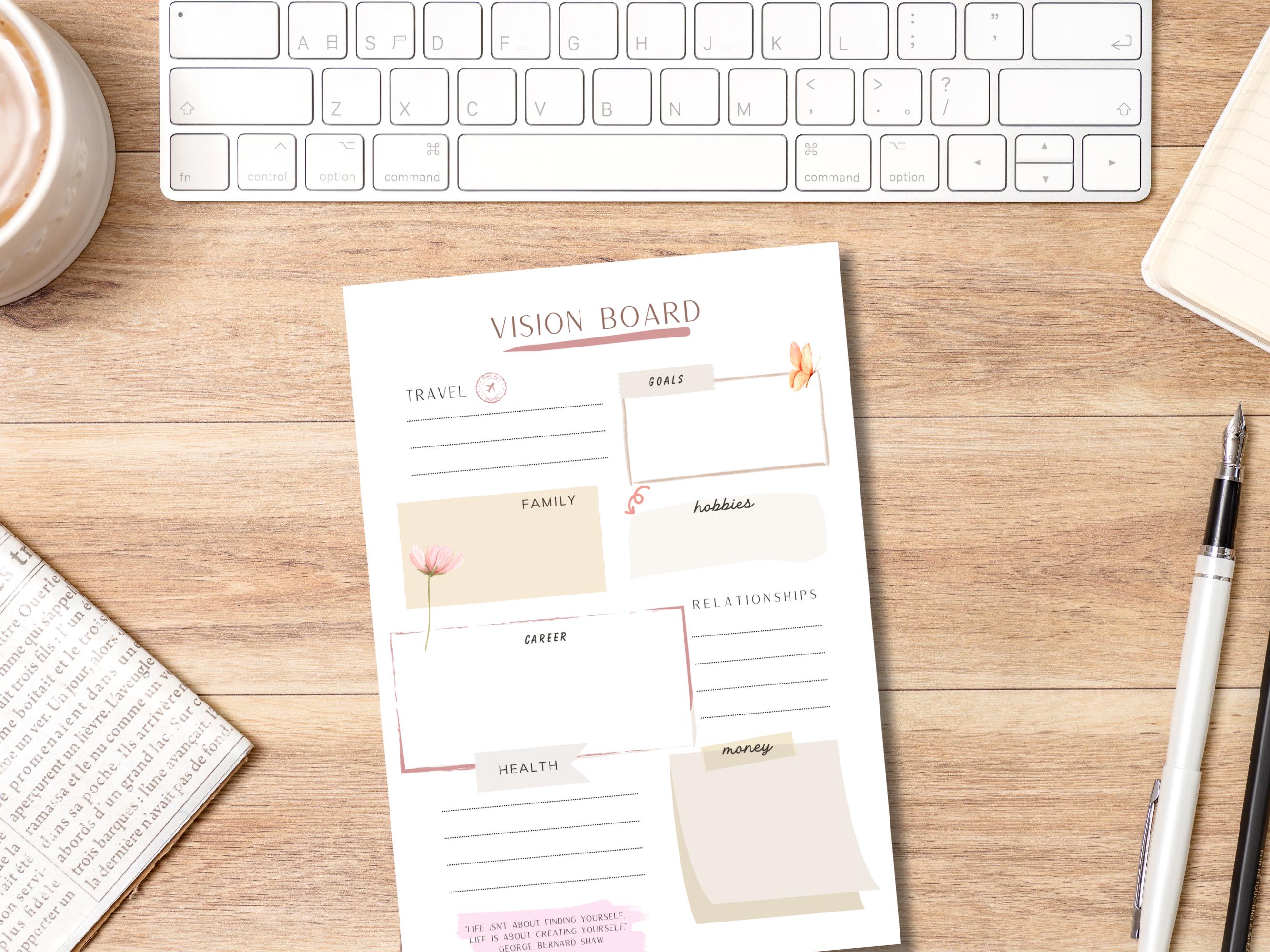 Vision Board Digital, Printable Journaling, Self-care Worksheet, A4/A5 ...