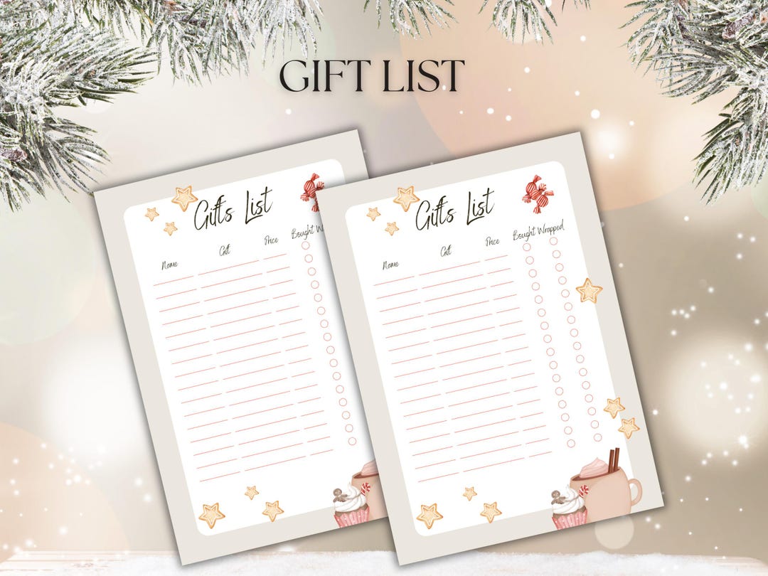 Gift List Planner Printable,tracker, Gift Shopping List, A4/a5christmas ...