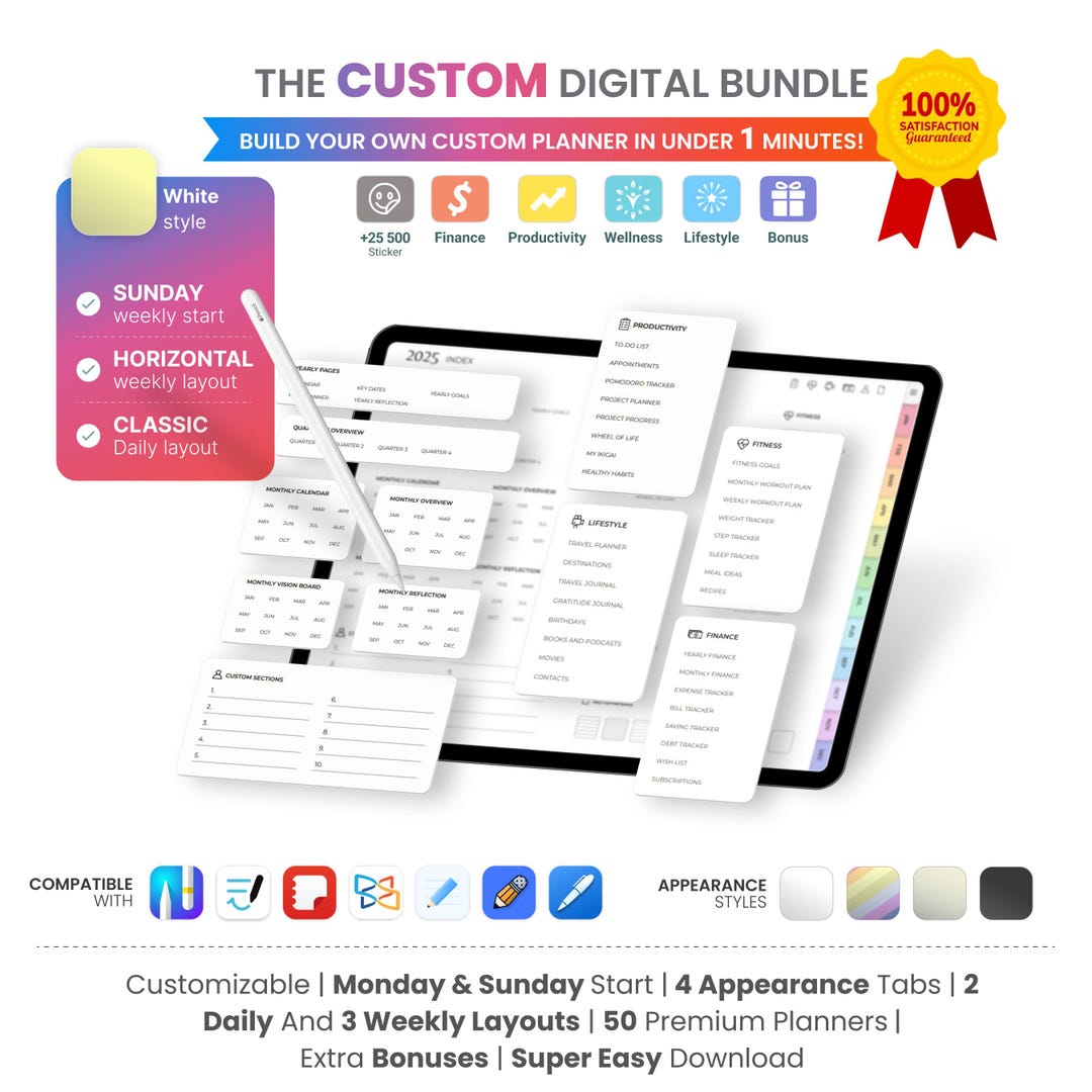 2025 2026 Digital Planner, Horizontal Planner, Dated Planner ...