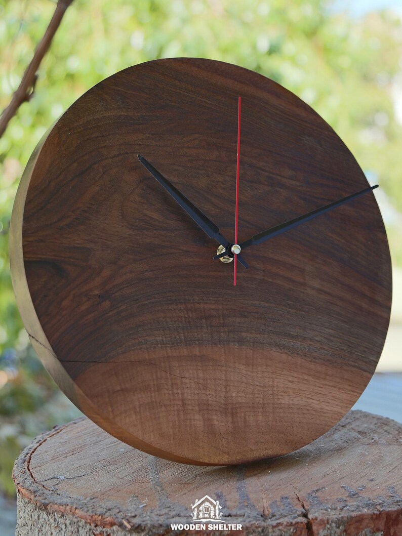 Noiseless Walnut Wall Clock, Wood and Metal Wall Clock,eye-catching ...