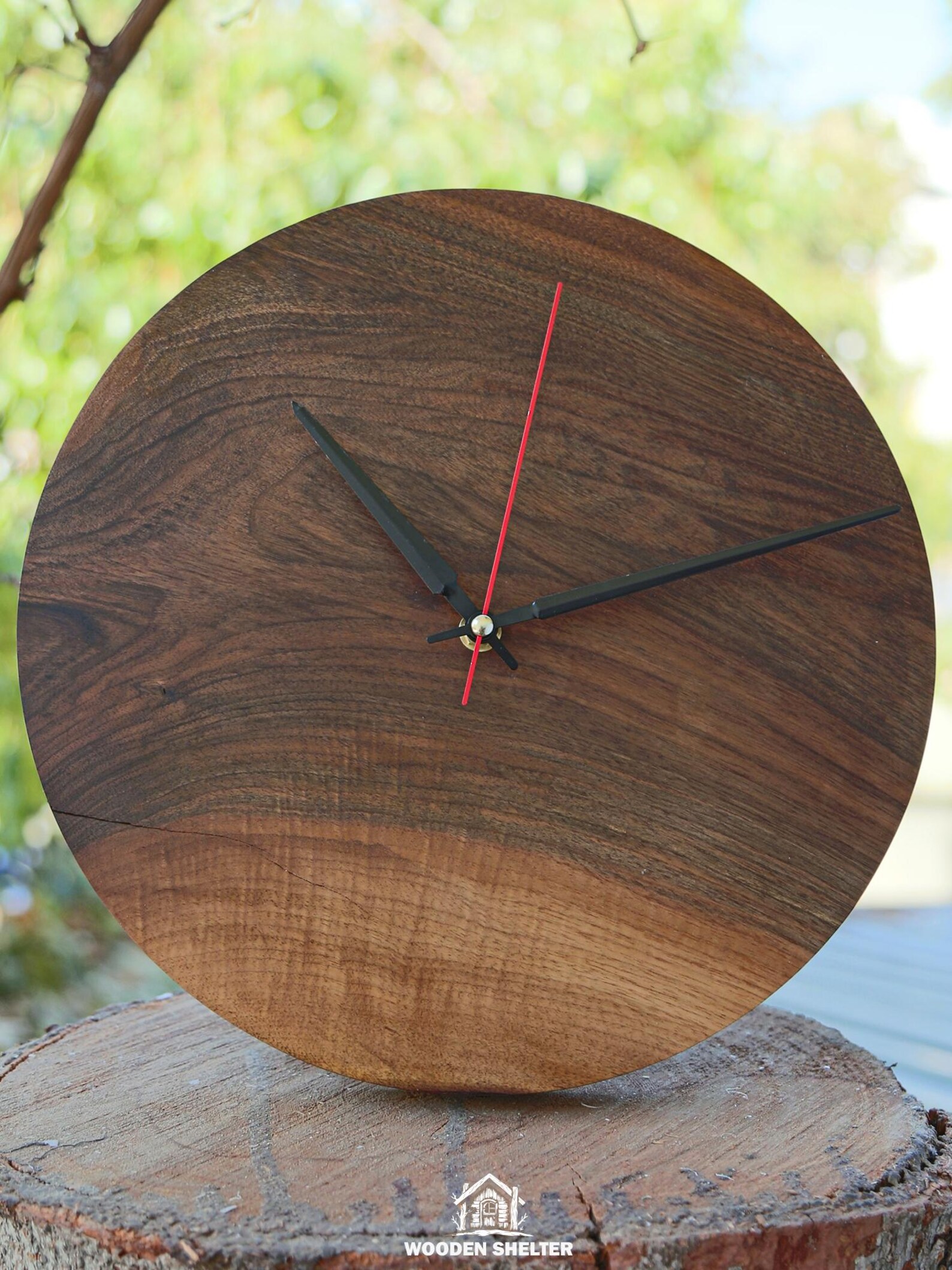 Noiseless Walnut Wall Clock, Wood and Metal Wall Clock,eye-catching ...
