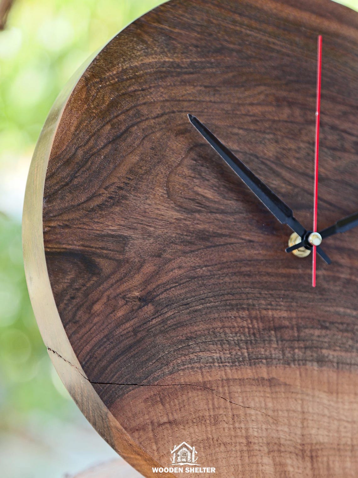 Noiseless Walnut Wall Clock, Wood and Metal Wall Clock,eye-catching ...