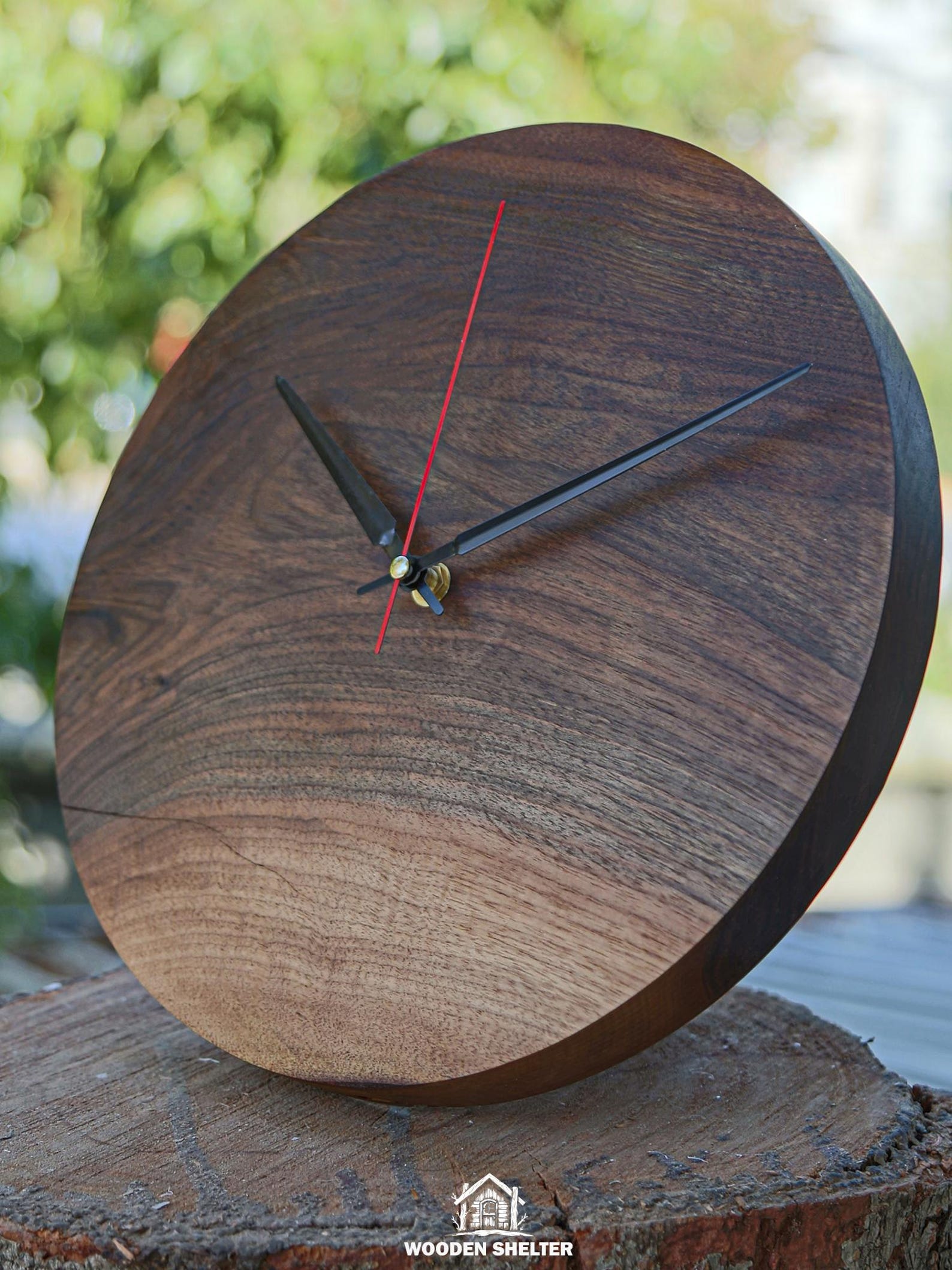 Noiseless Walnut Wall Clock, Wood and Metal Wall Clock,eye-catching ...