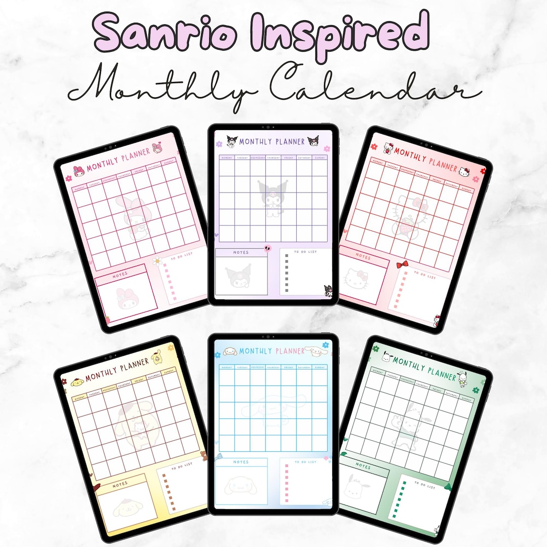 Cute & Kawaii Characters Monthly Planner Undated / Adorable Characters ...