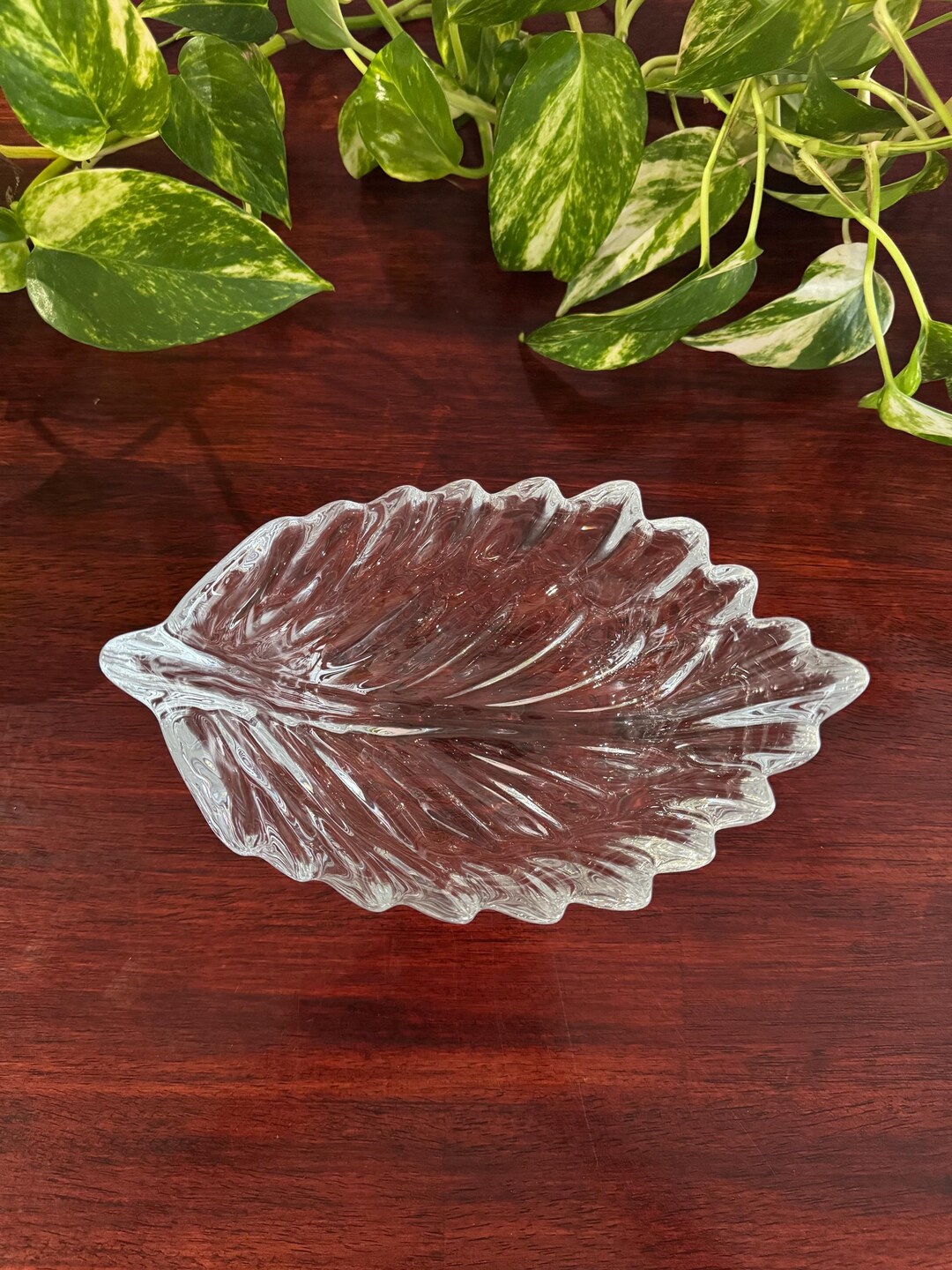 Vintage Glass Leaf Shaped Bowl - Etsy