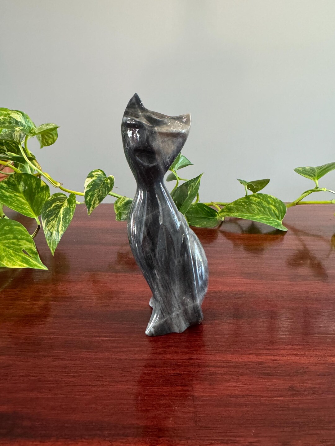 Vintage Marble Cat Figurine - Grey With White Veining - Etsy
