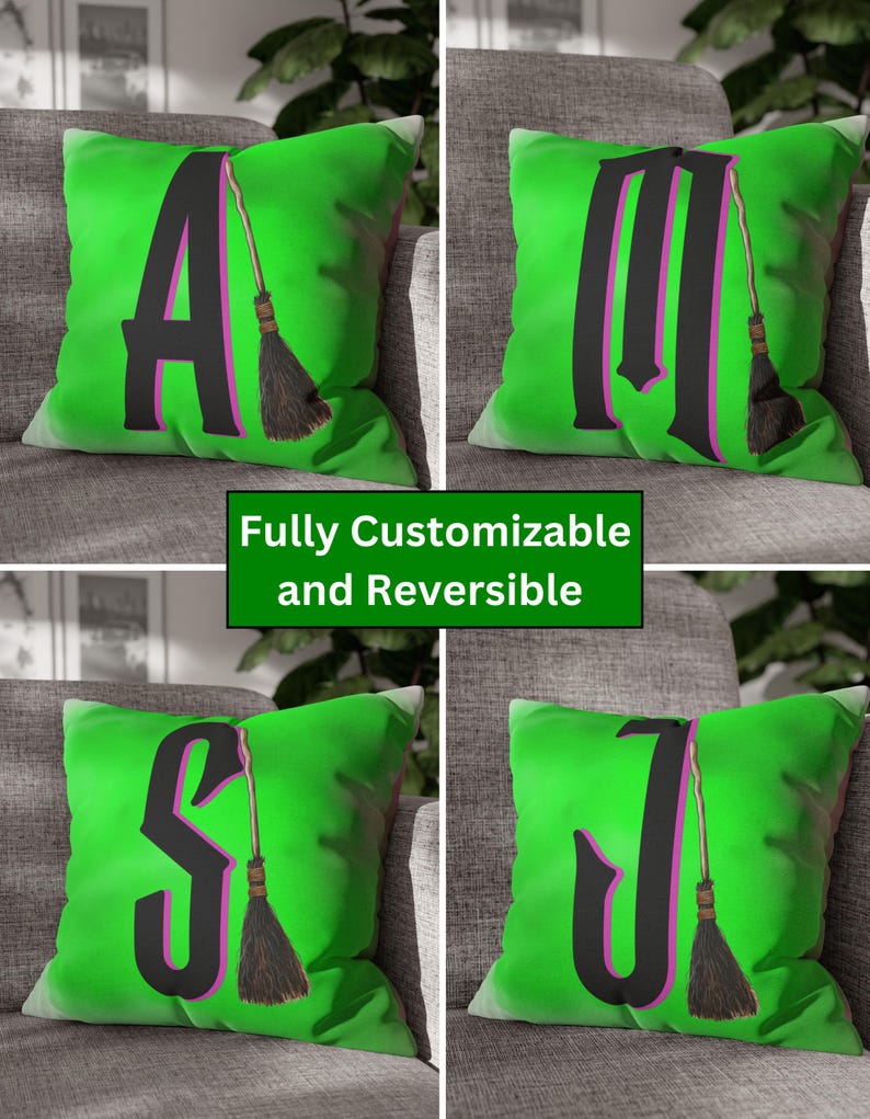 Reversible Wicked Pillow Cover Personalized Wicked Decor Elphaba Glinda ...
