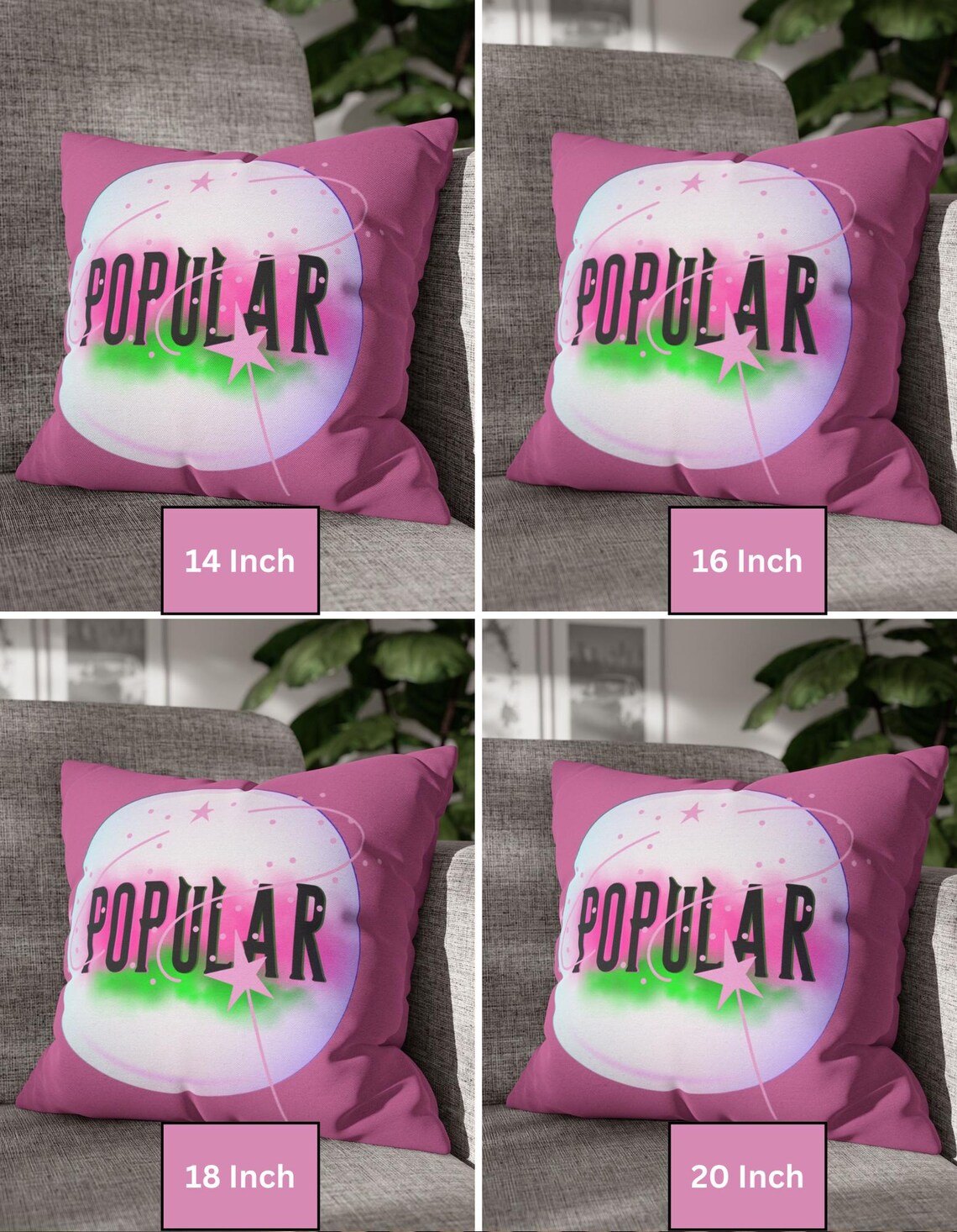 Popular From Wicked Pillow Cover Pink Glinda Inspired Throw Pillow ...