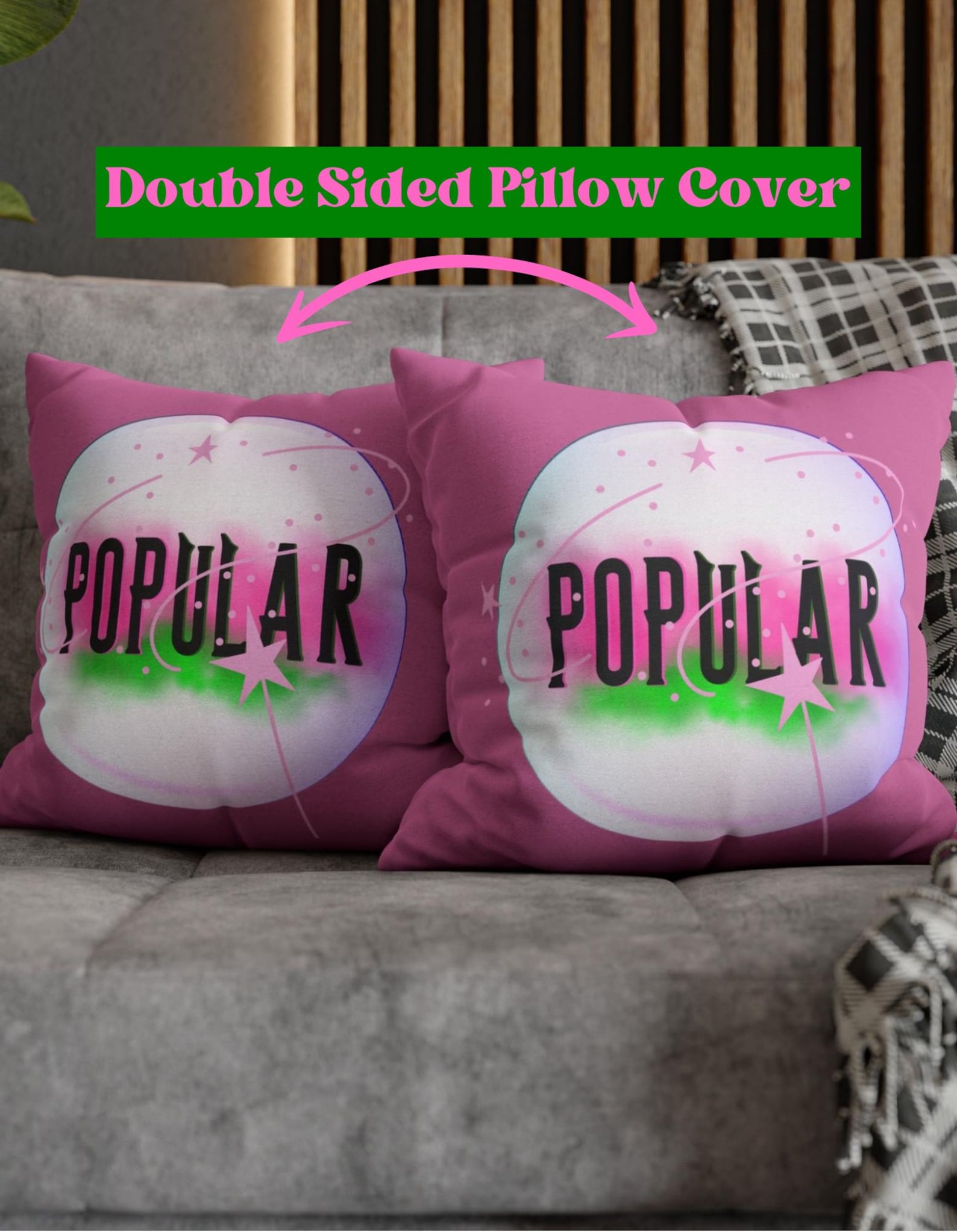 Popular From Wicked Pillow Cover Pink Glinda Inspired Throw Pillow ...
