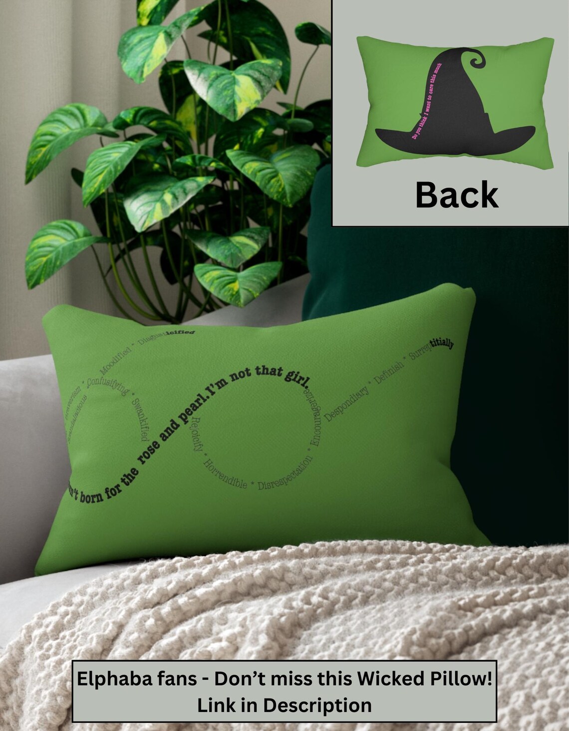 Popular From Wicked Pillow Cover Pink Glinda Inspired Throw Pillow ...