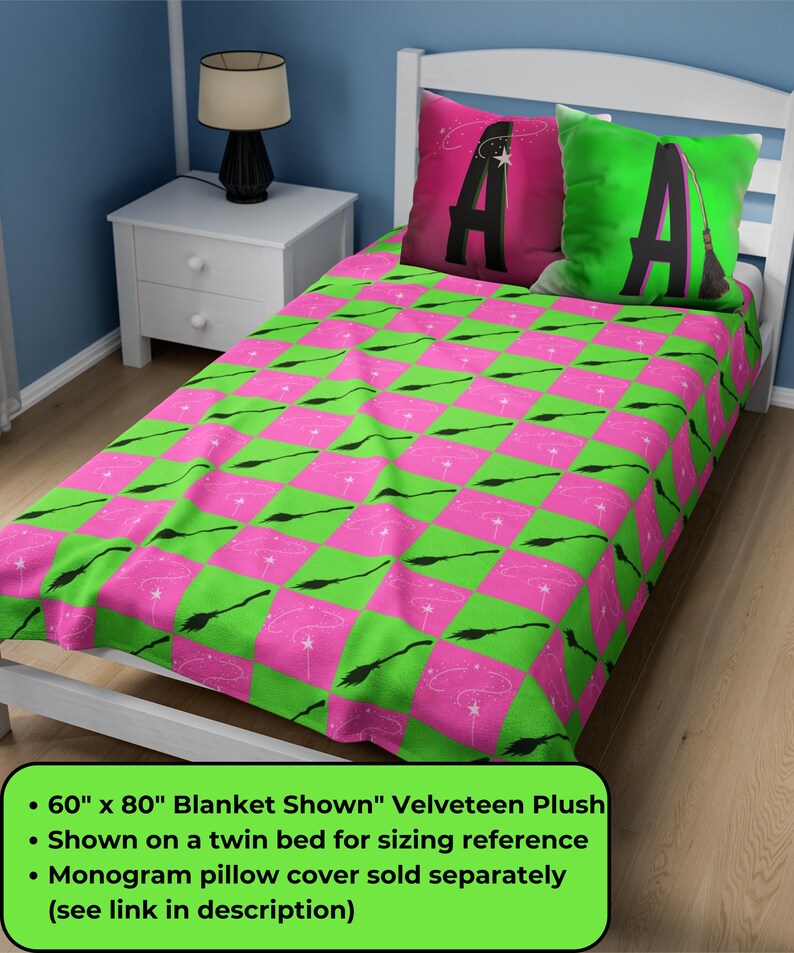 Soft Wicked Blanket, Wicked Decor Bedding Elphaba Glinda Throw Blankie ...