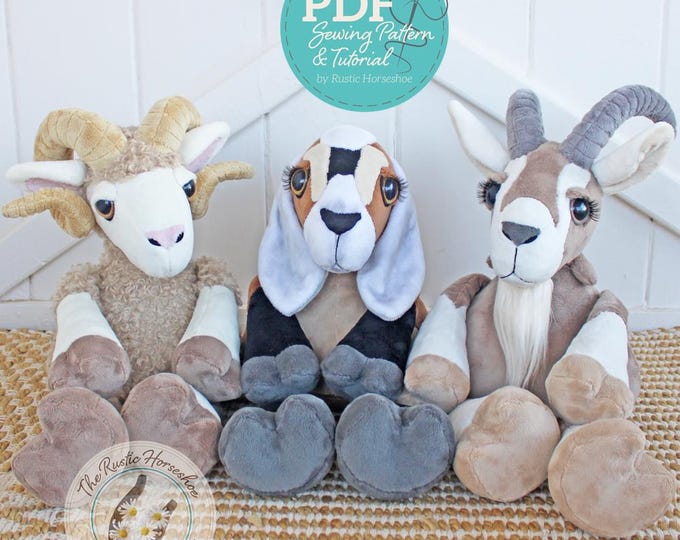 Gallant Goat and Serene Sheep Plushie Soft Toy Sewing Pattern and ...