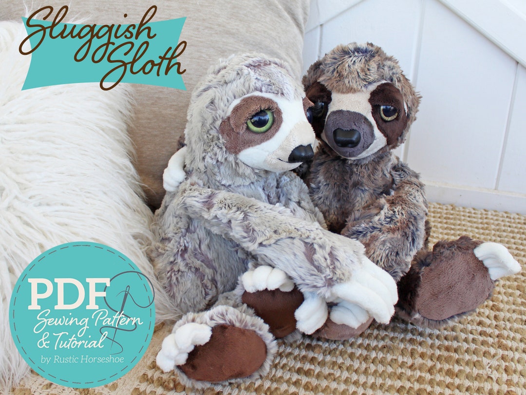 Sluggish Sloth Pudgy Plushie Sewing Pattern and Tutorial Stuffed Animal ...