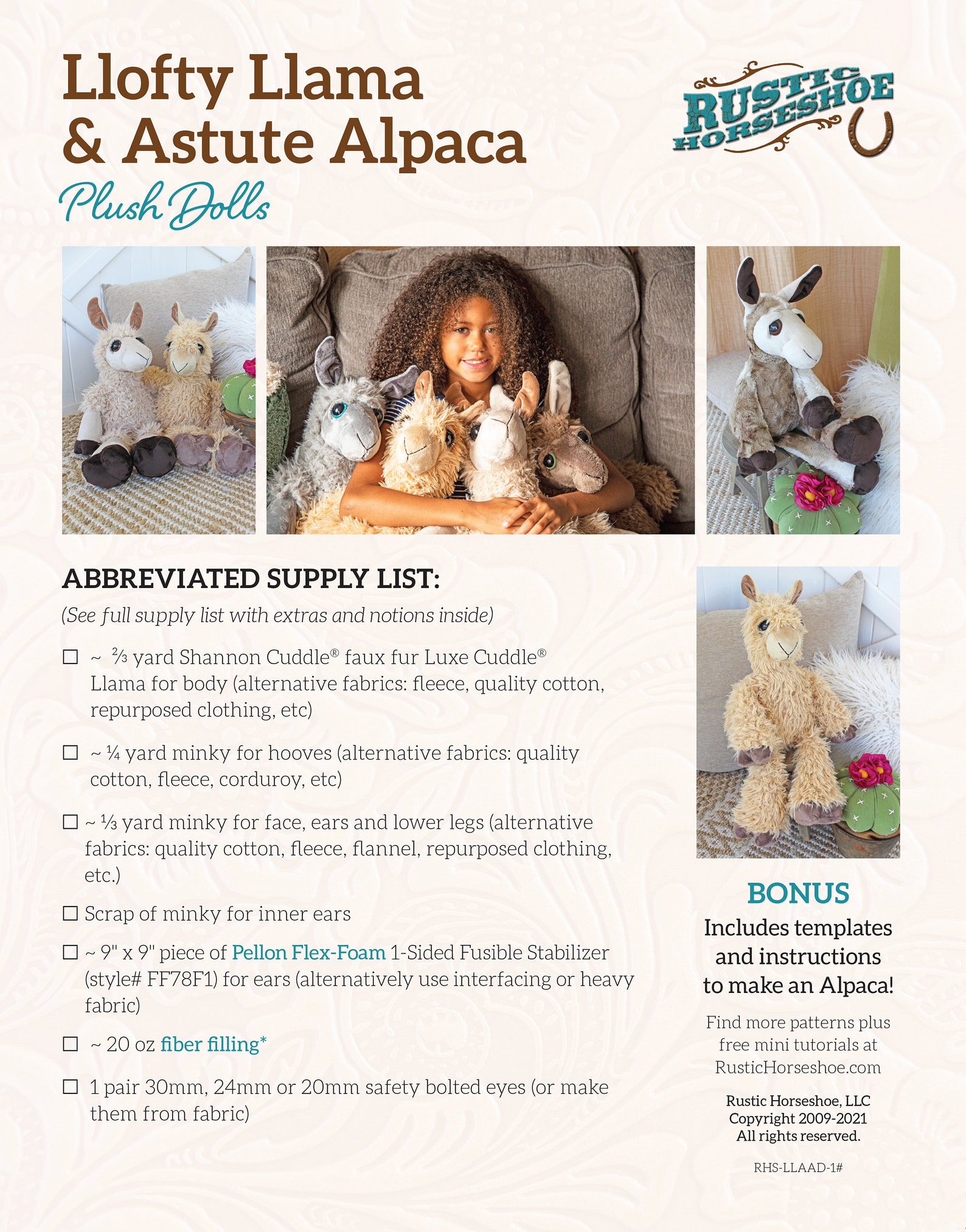 Plush Llama or Alpaca Sewing Pattern and Tutorial Llofty Llama - Etsy