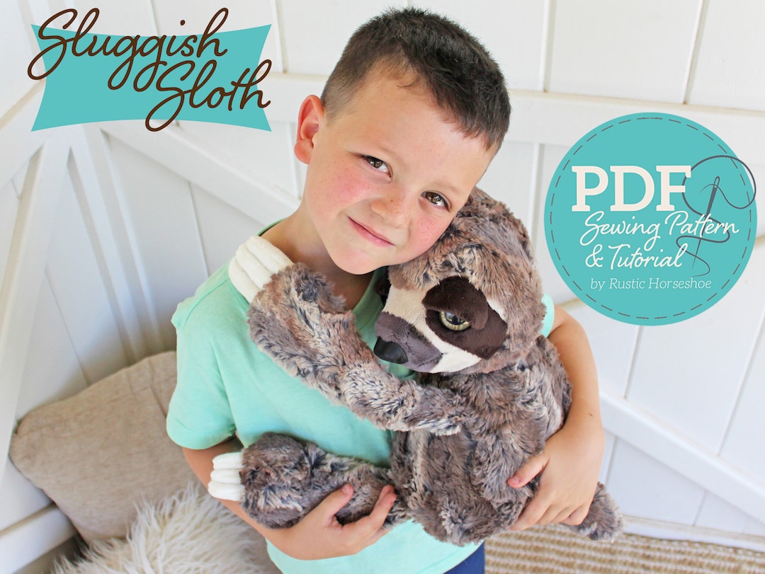 Sluggish Sloth Pudgy Plushie Sewing Pattern and Tutorial Stuffed Animal ...