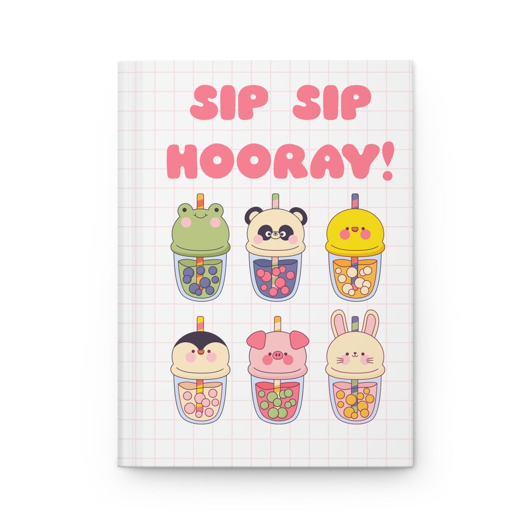 Kawaii Boba Tea Hardcover Journal Cute Matte Notebook Fun & Quirky ...