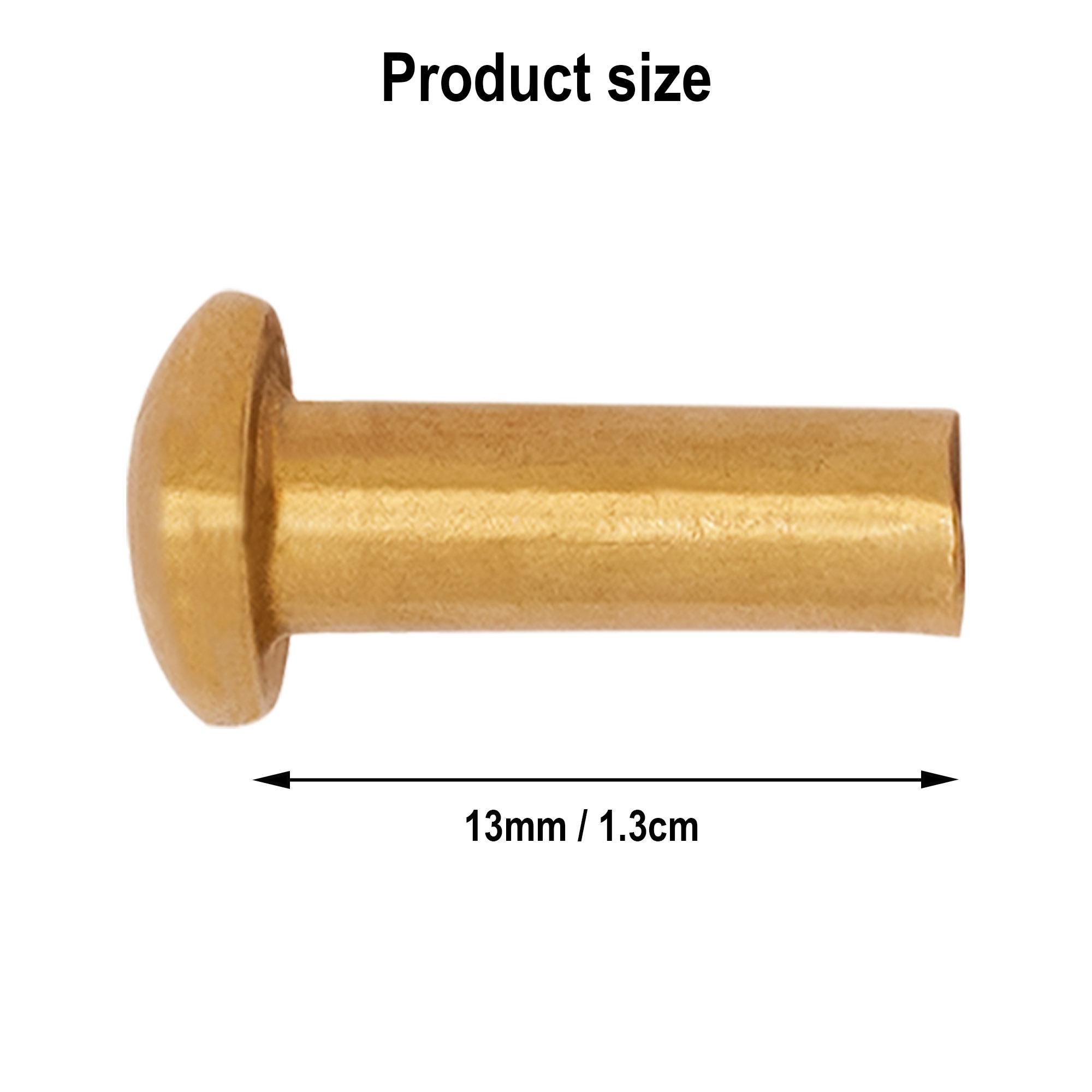 Solid Brass Rivets Mushroom Head Rivets for Wood, Metal, Leather, DIY ...