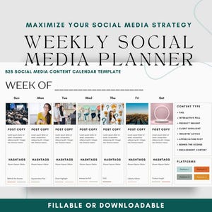 B2B Social Media Content Calendar | Fillable & Editable Canva Templates ...