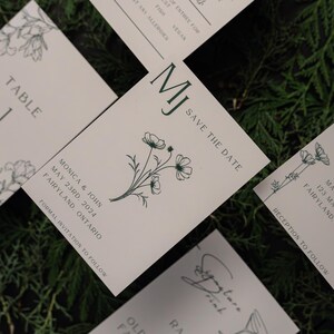 Wedding Invite and Signage Bundle Simple Green Flowers - Etsy