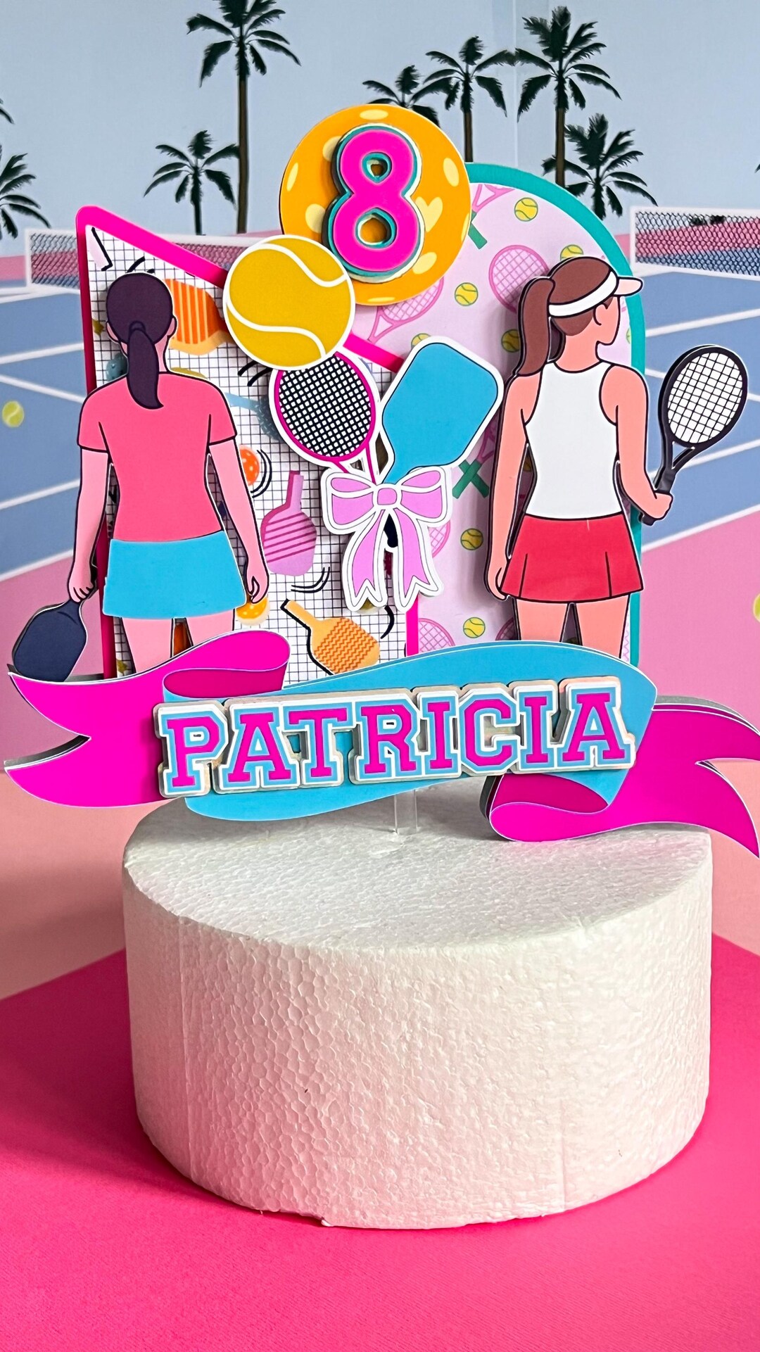 Tennis & Pickleball Cake Topper | Girl Birthday Decoration | Custom ...