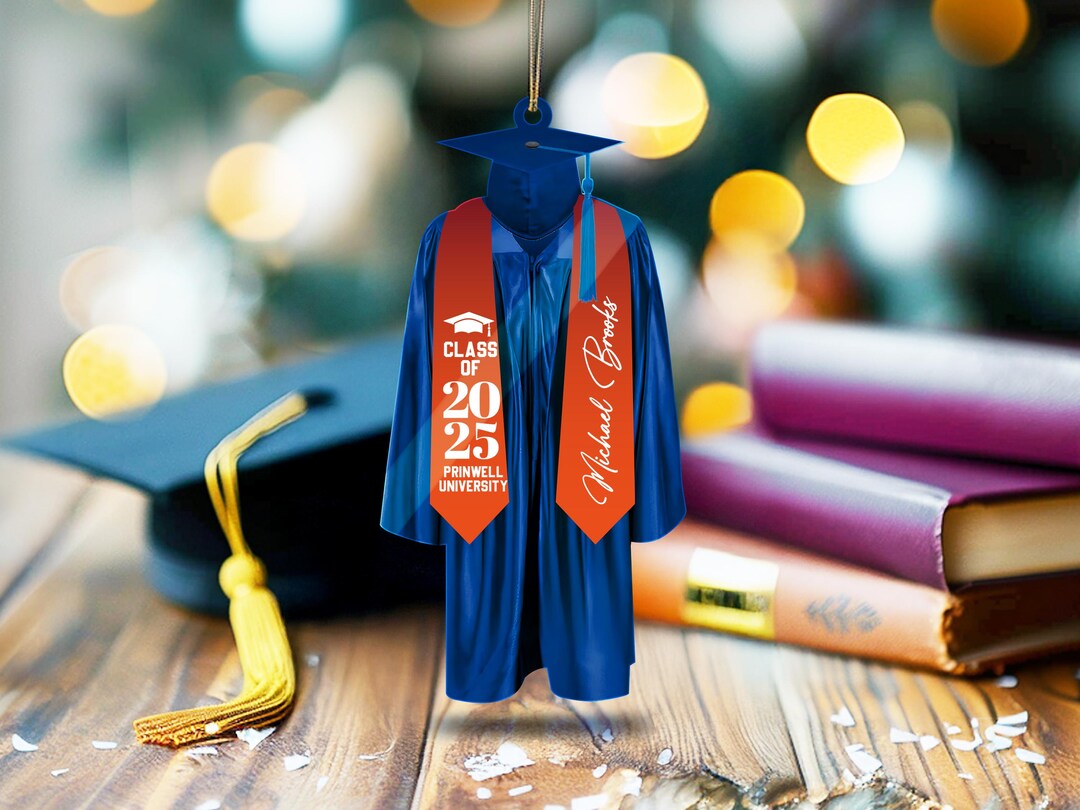 Custom Class of 2025 Graduation Ornament, Personalized Cap & Gown ...