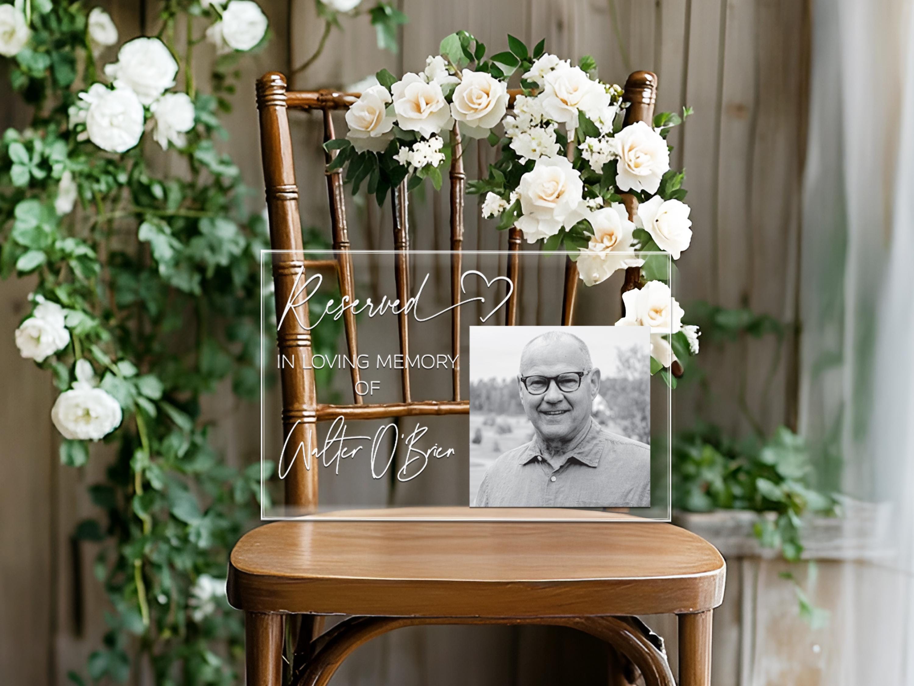 Memorial Chair Sign, in Loving Memory Wedding Sign, Reserved Seat Photo ...