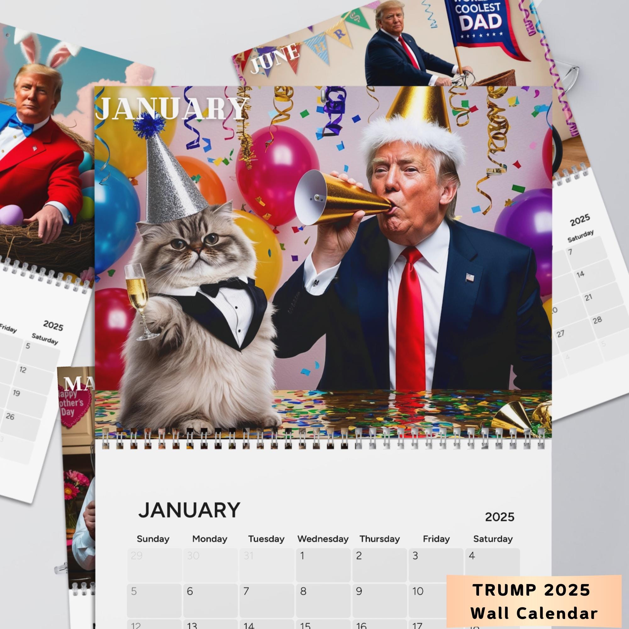 2025 Trump Wall Calendar X Persian Cat - Funny Patriotic Monthly ...