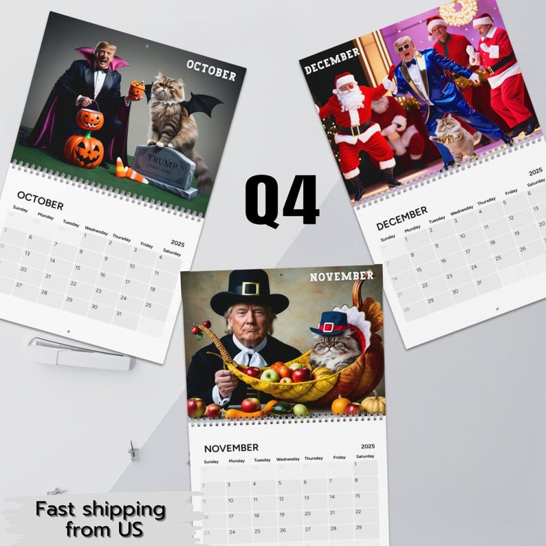 2025 Trump Wall Calendar X Persian Cat - Funny Patriotic Monthly ...