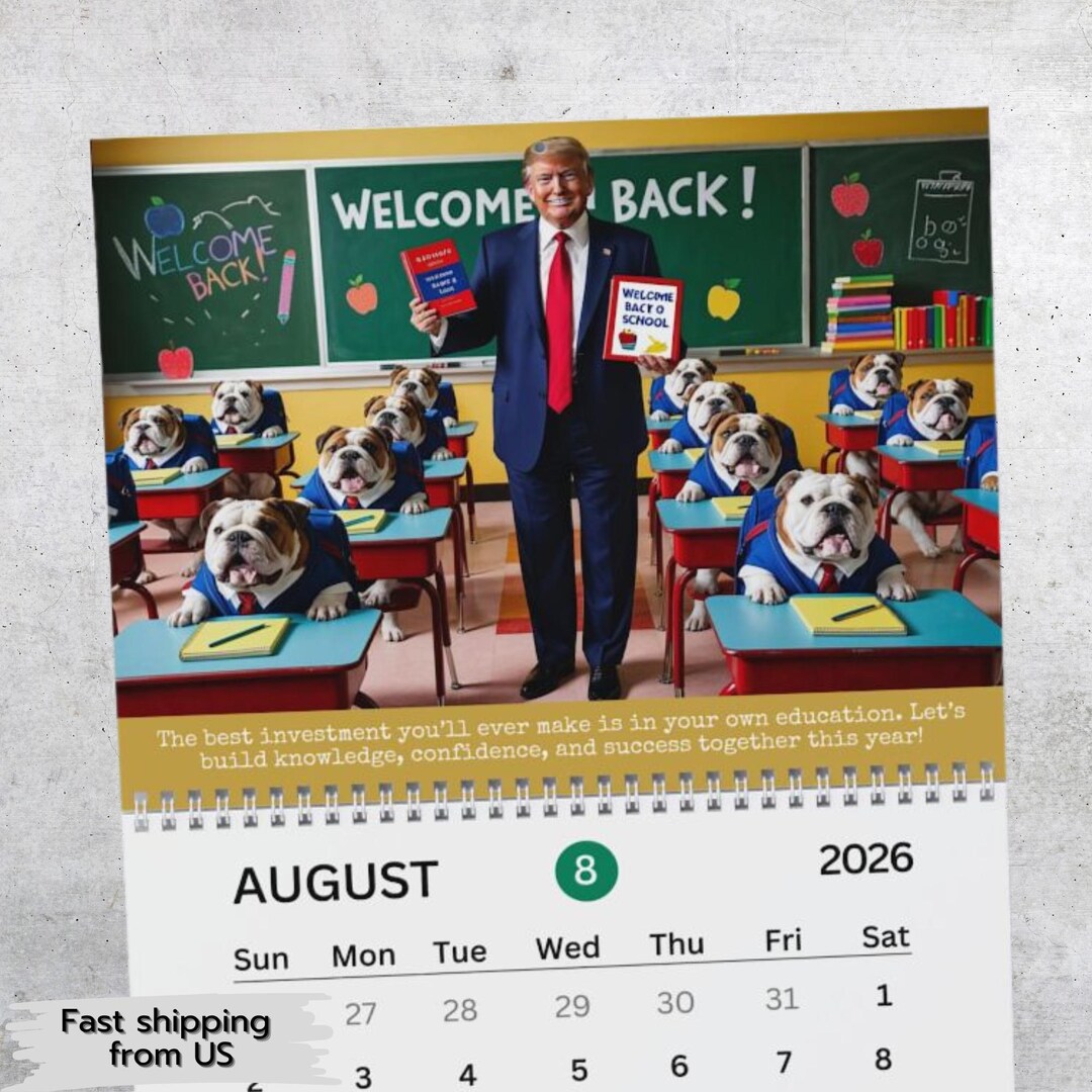 Funny Trump Bulldog 2026 Wall Calendar – Patriotic Dog Lover Gift - Etsy