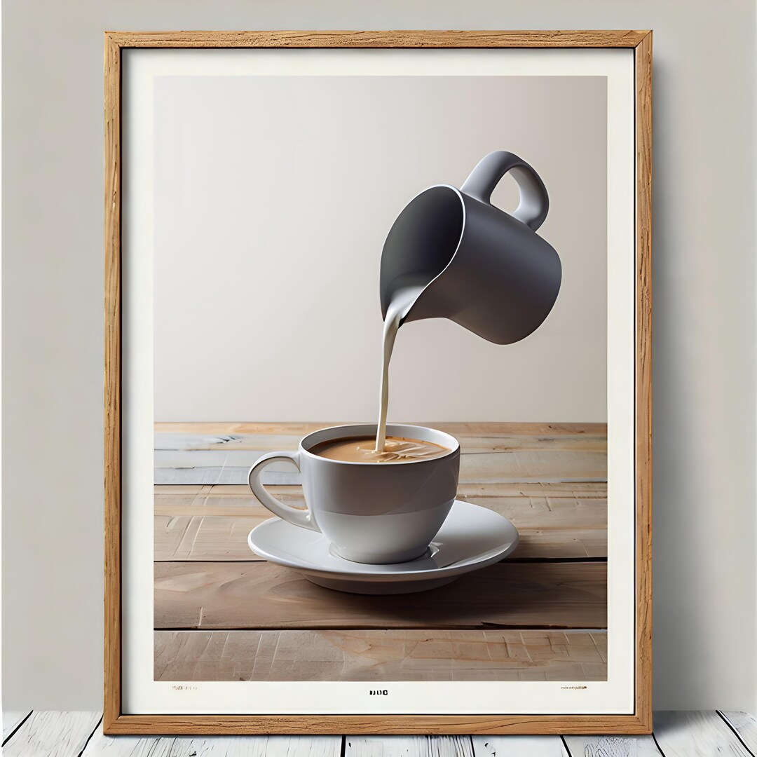 Modern Coffee Art Print | Minimalist Coffee Wall Decor | Milk Pouring ...