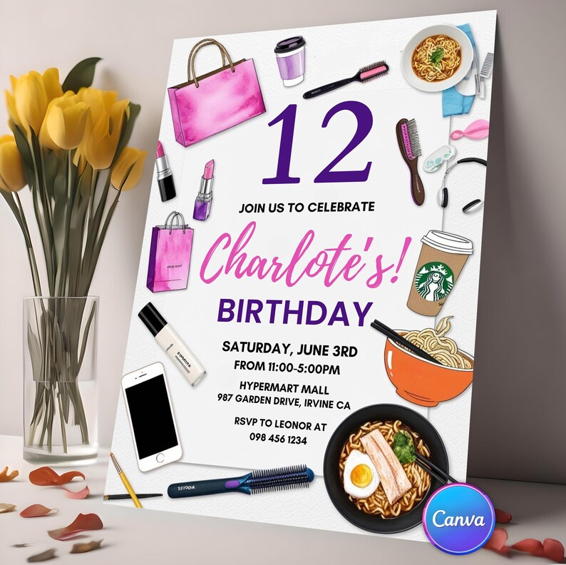 VSCO Girl Birthday Invitation, Double Digits Invitation, Teen Girl ...