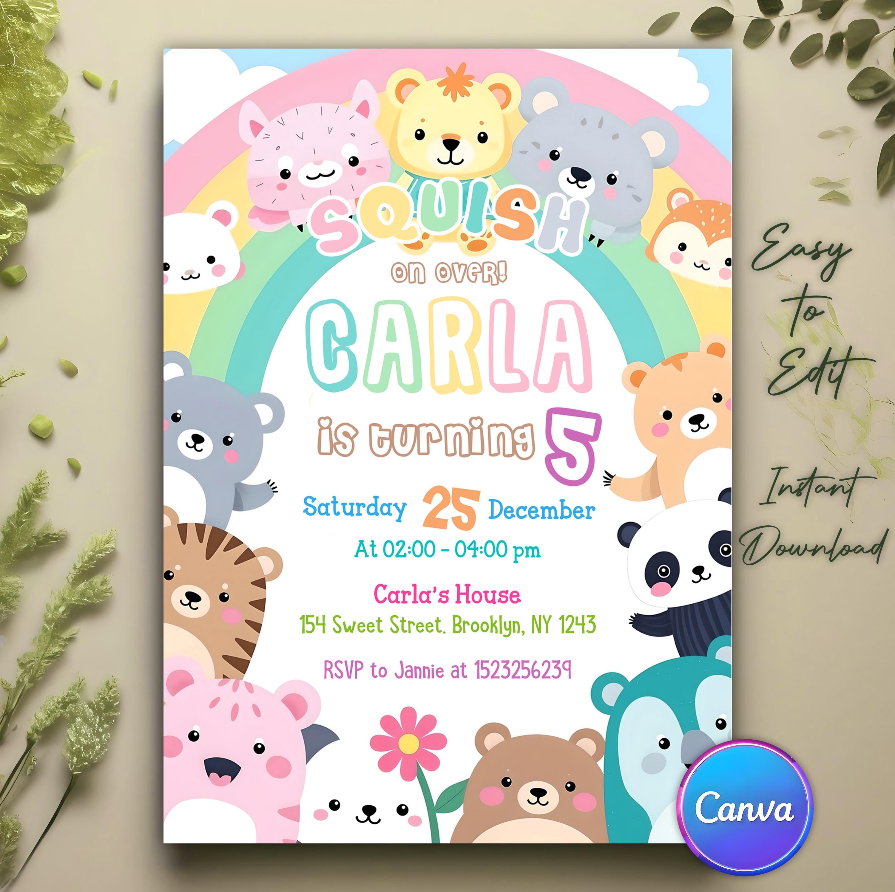Squishmallow Birthday Invitation, Squishmallow Party Invitation, Girl ...
