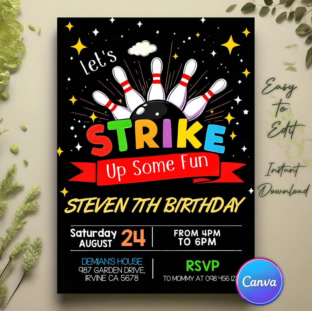 Bowling Party Invitation, Let's Strike up Some Fun Bowling Party ...
