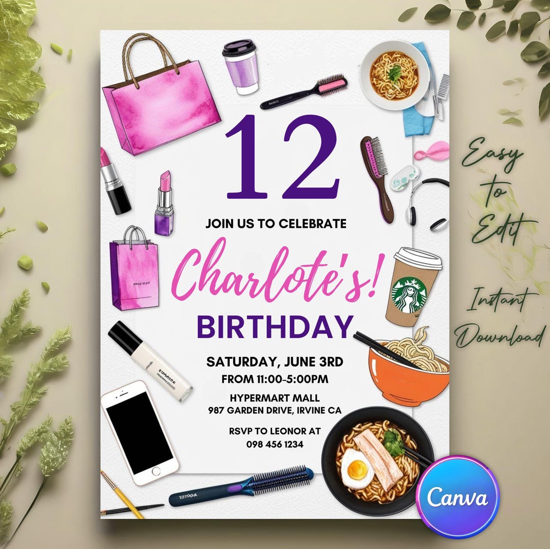 VSCO Girl Birthday Invitation, Double Digits Invitation, Teen Girl ...