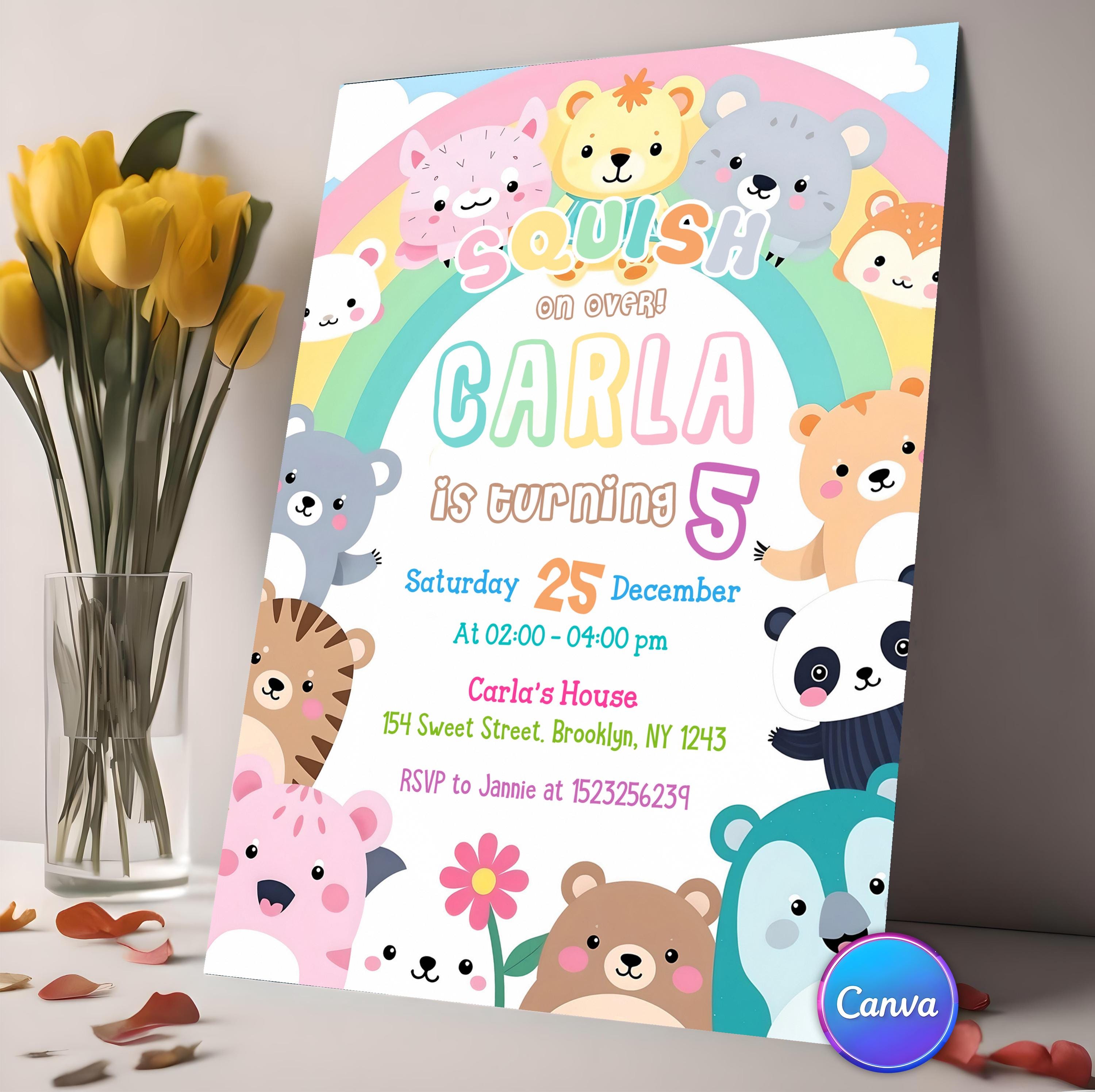 Squishmallow Birthday Invitation, Squishmallow Party Invitation, Girl ...
