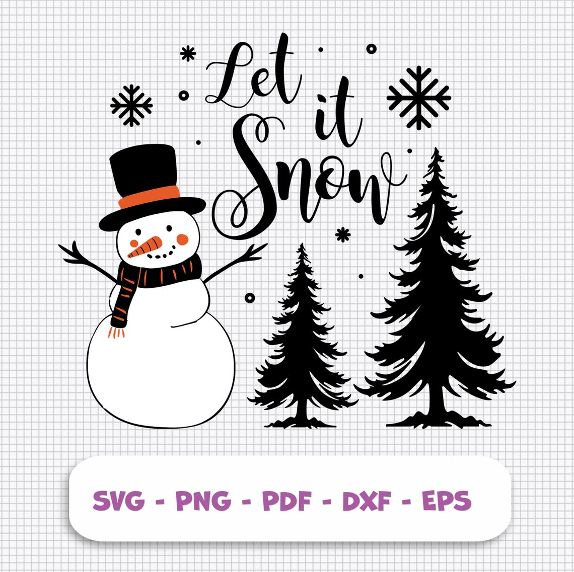 Let It Snow Svg, Snowman Face Svg, Christmas Svg, Christmas Tree Svg ...