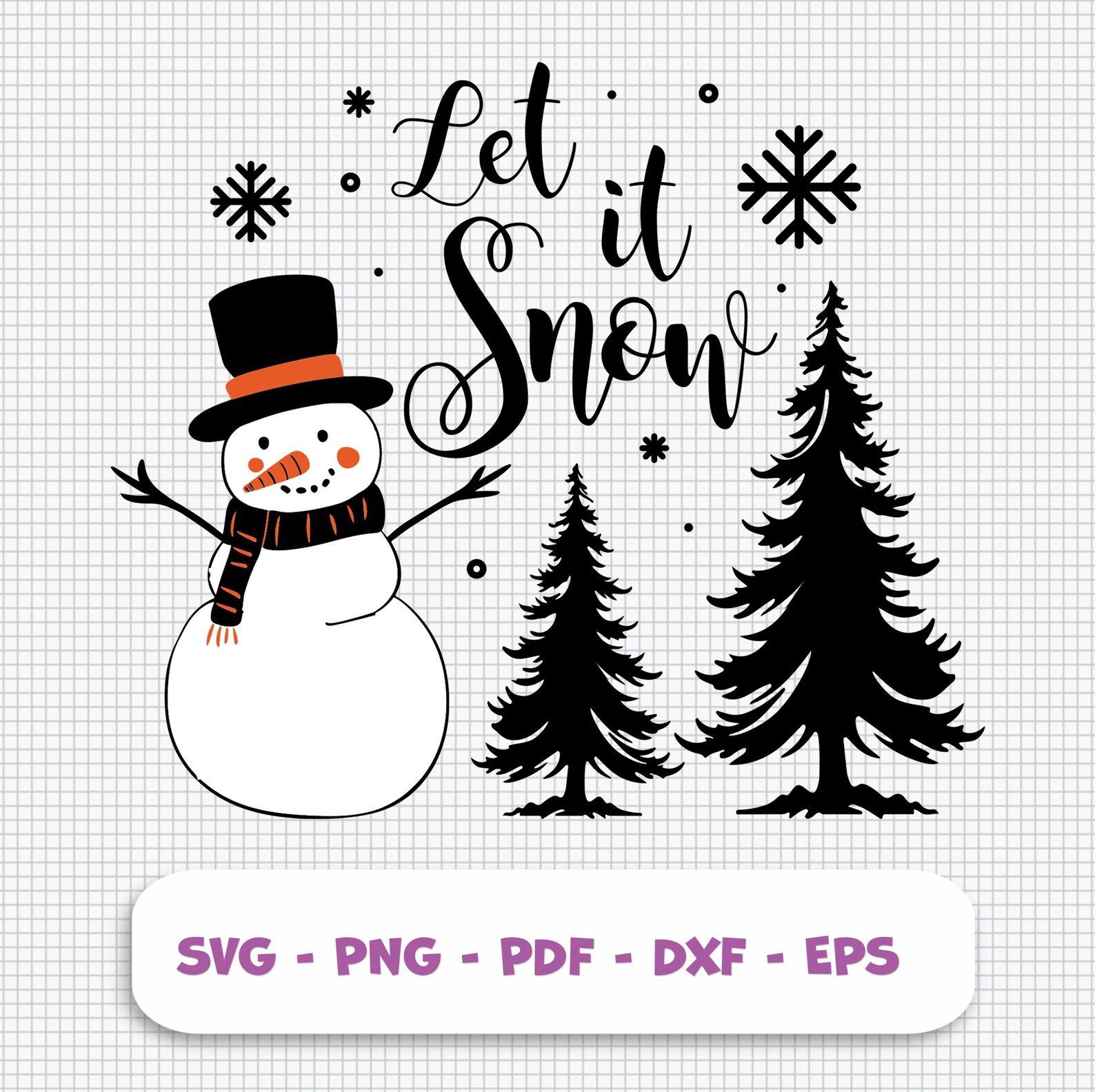 Let It Snow Svg, Snowman Face Svg, Christmas Svg, Christmas Tree Svg ...