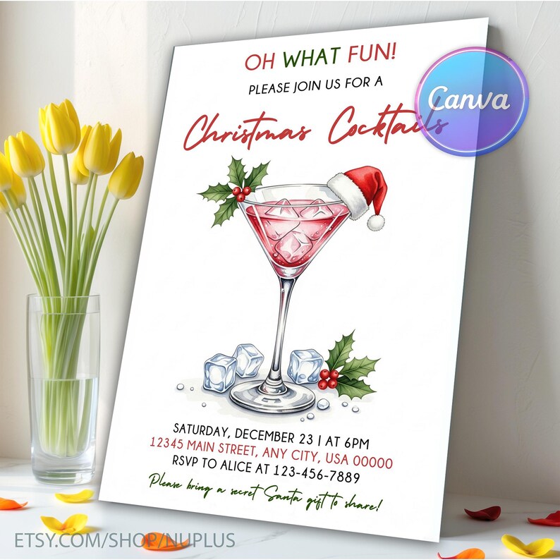 Oh What Fun Christmas Cocktail Invitation, Christmas Cocktail Party ...